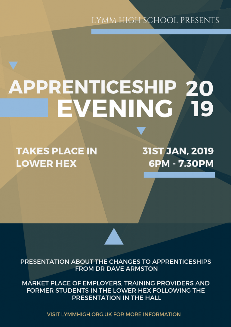 2018-19 Apprenticeship Evening Poster – Lymm High School