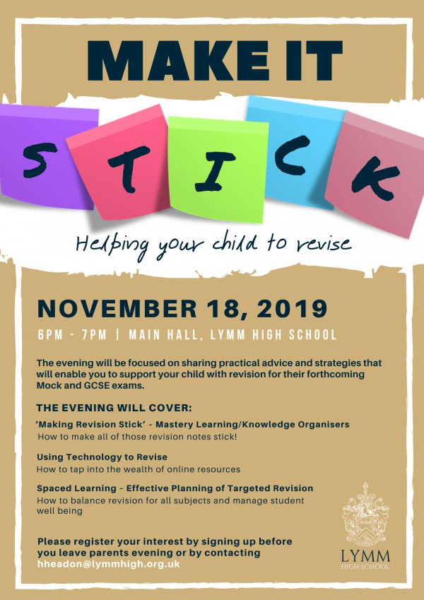 2019-20 Make it Stick – Flyer – Lymm High School