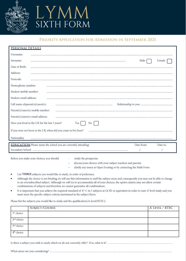 Sixth Form Open Evening 2020 – Lymm High School